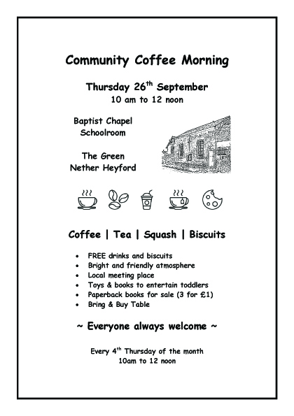 Community Coffee Morning – Thursday 26th September 2019 – The Nether ...